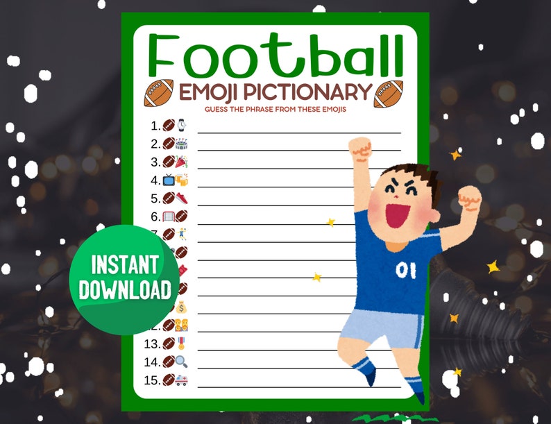 Football Emoji Pictionary Game | Super Bowl Party Games | Fun Emoji ...