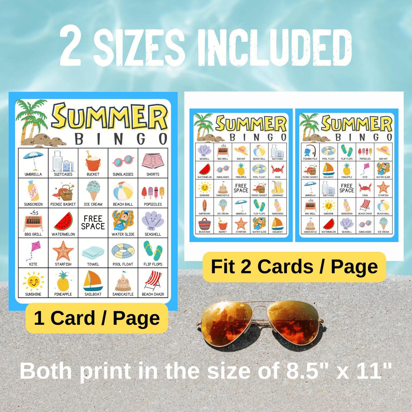 Summer Bingo Cards for Kids Printable Summertime Bingo Game Family ...