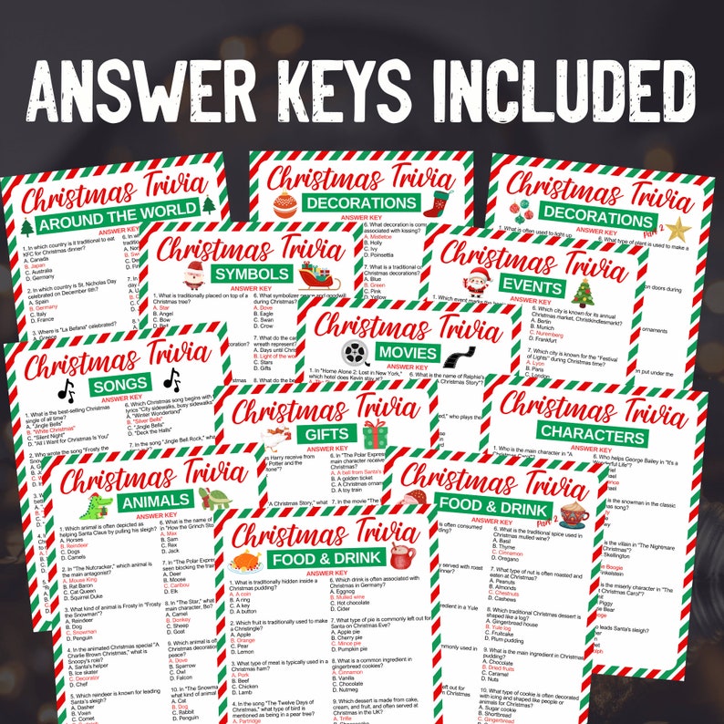 Christmas Trivia Game Adult | Fun Christmas Eve Teen Adult Party Games ...