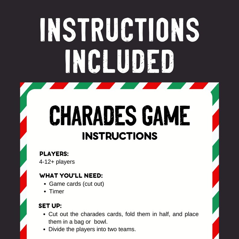 Christmas Charades Printable Game Christmas Party Game for Adults and ...