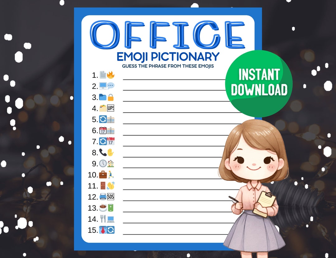 Office Emoji Pictionary Party Game Printable Team Building Game Fun ...