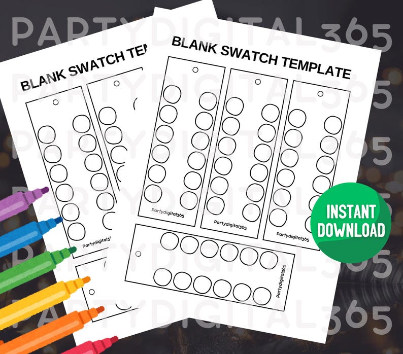 Digital PDF Blank Swatch Template | DIY Printable Color Palette Swatch ...