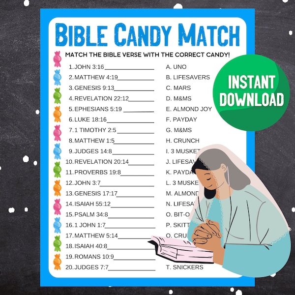 Bible Candy Match Game - Etsy