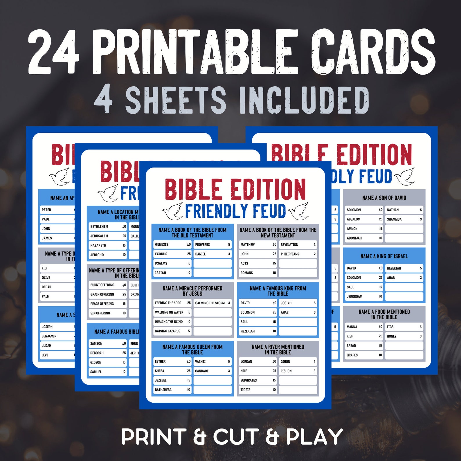 Bible Family Feud Game: Church Party (printable PDF) - Etsy