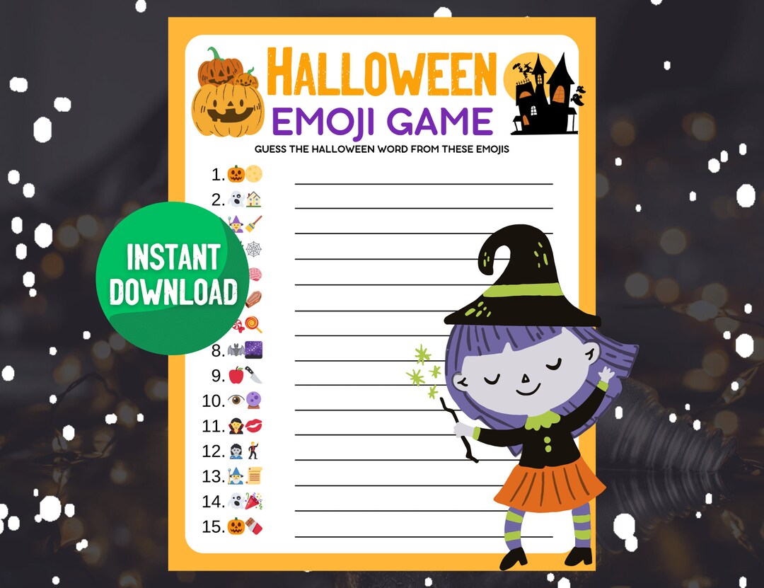 Halloween Emoji Pictionary Game Printable | Teen Halloween Party Game ...
