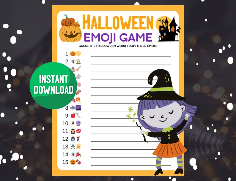 Halloween Emoji Pictionary Game Printable | Teen Halloween Party Game ...