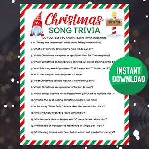 Christmas Song Trivia Game Adult | Christmas Carol Family Friendly Game ...
