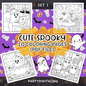 Cute Spooky Halloween Coloring Pages | Hygge Designs (digital Download ...