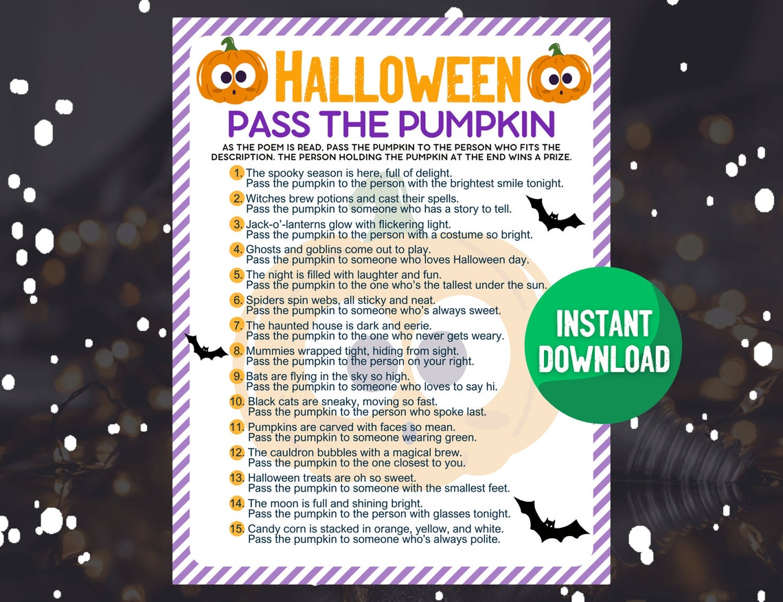 Pass the Pumpkin Game Halloween Left Right Game Family Friendly Pass ...