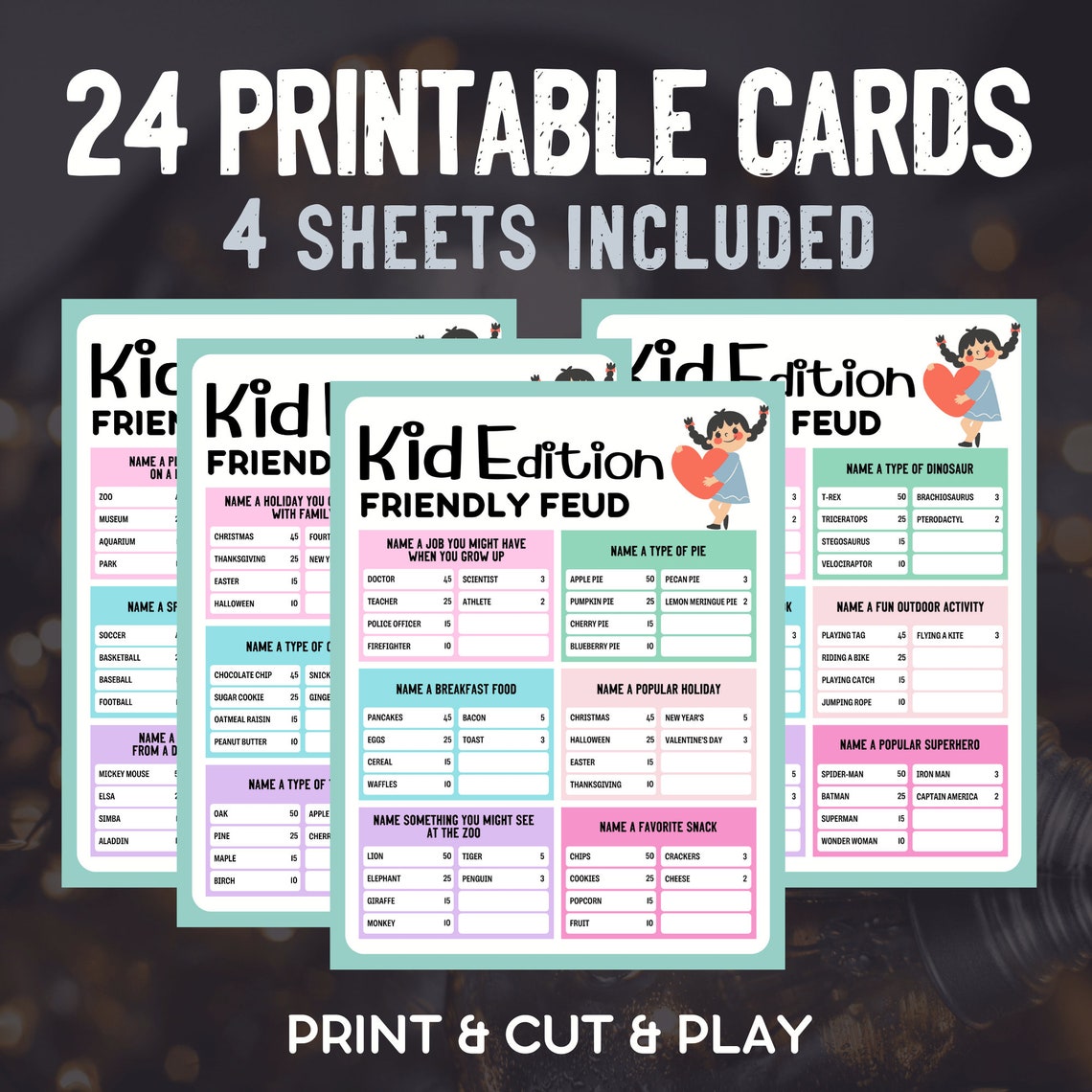 Kid Edition Family Feud Game | Printable Kid-friendly Feud Game ...