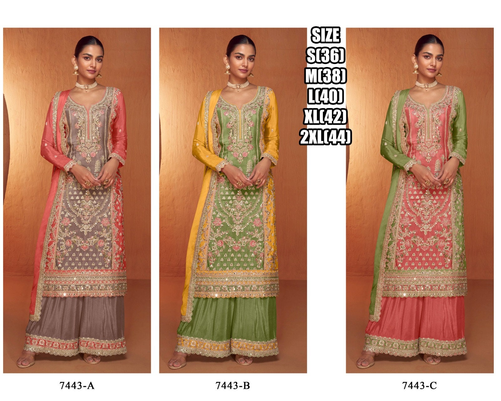 Traditional Wedding Wear Women's Collections Stitched Real Chinon Top ...