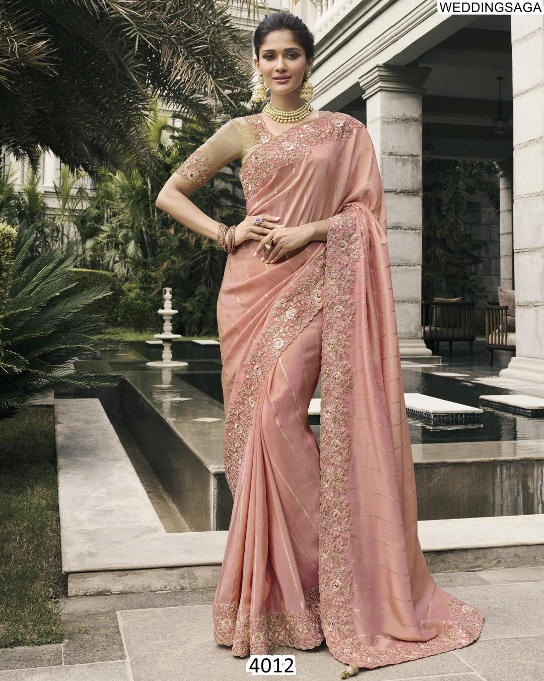 Pink Colour Woven Tissue Silk Saree With Un-stitch Silk Blouse, Tissue ...