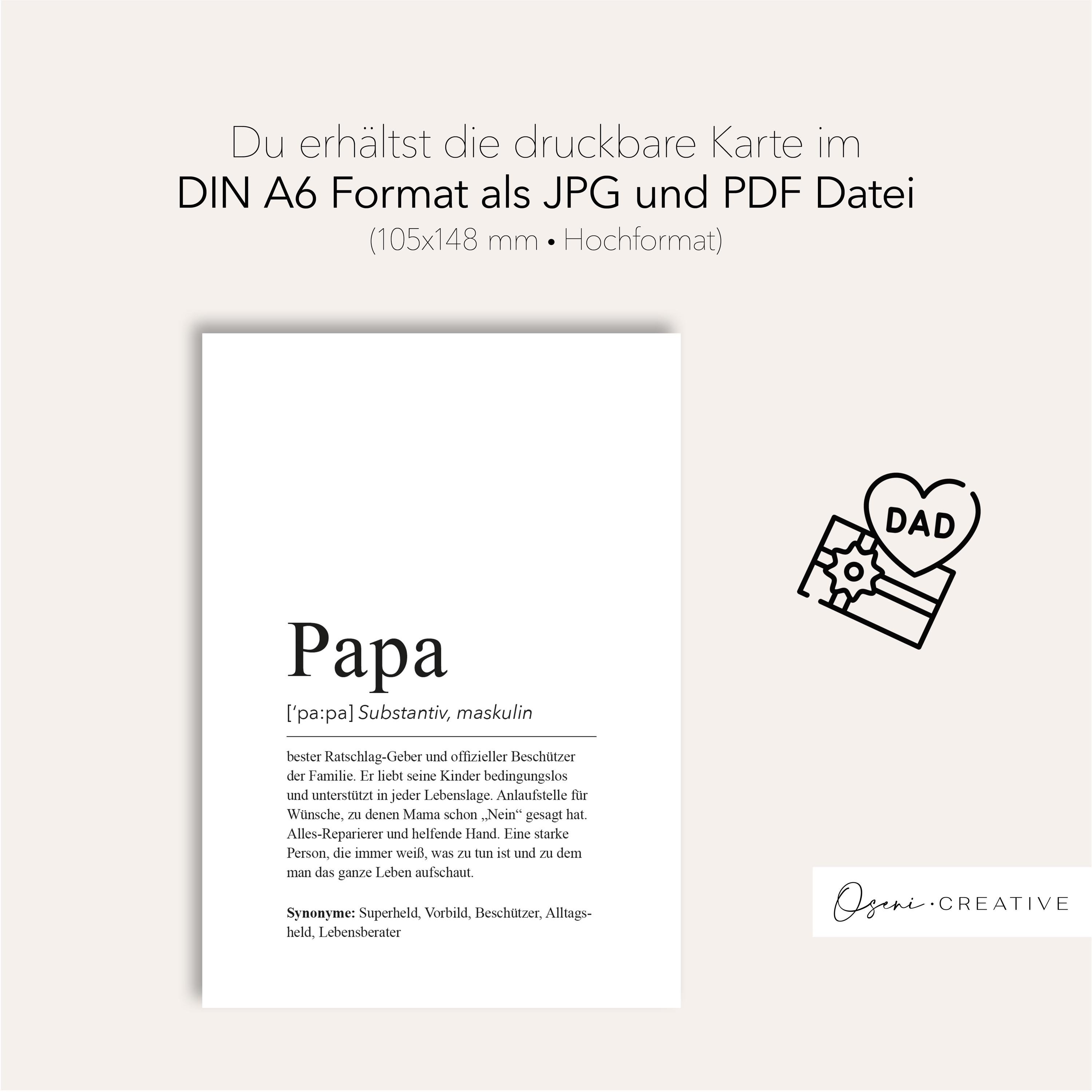 Father's Day Definition Card: Papa Print (digital Download) - Etsy