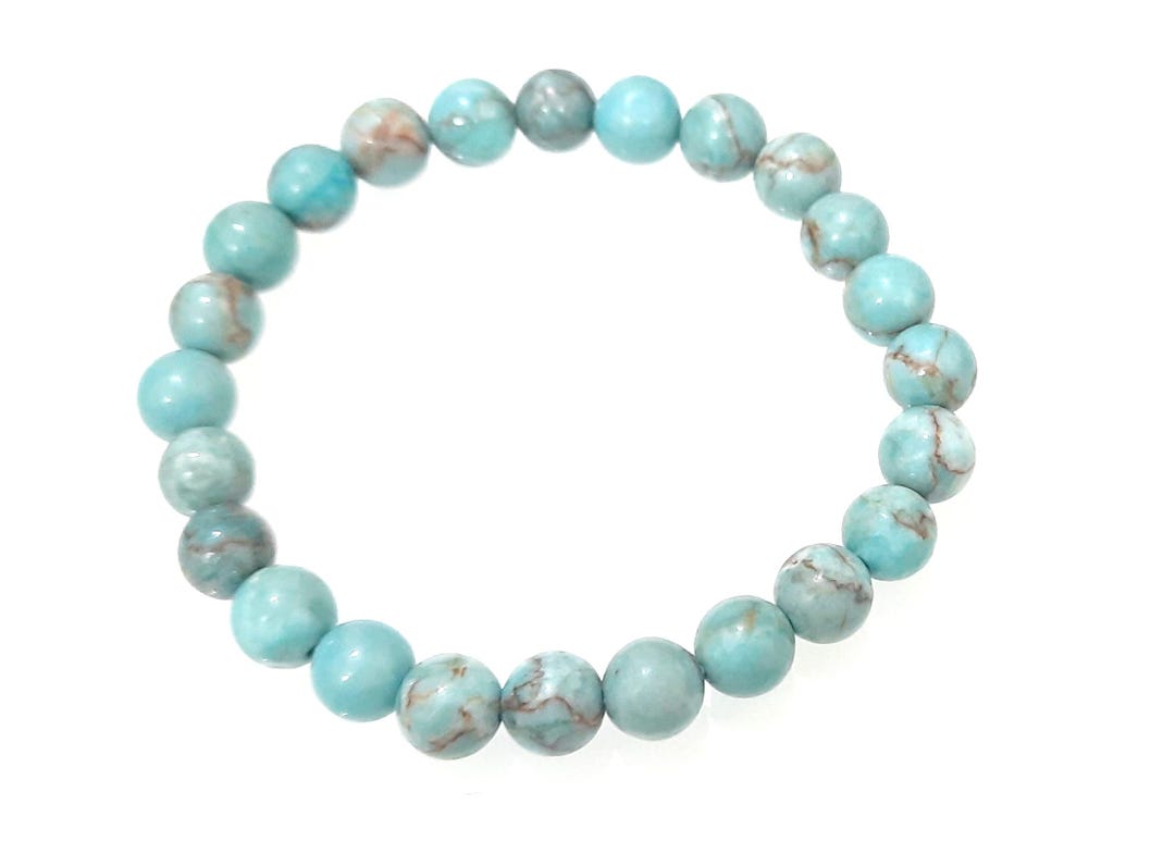 Natural Real Turquoise Beads Bracelet 8mm Unisex Stretchable Bracelet ...