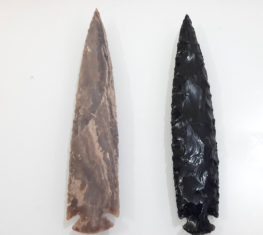 Agate & Obsidian Arrowhead Set: Native American Collectible (8 Inch) - Etsy