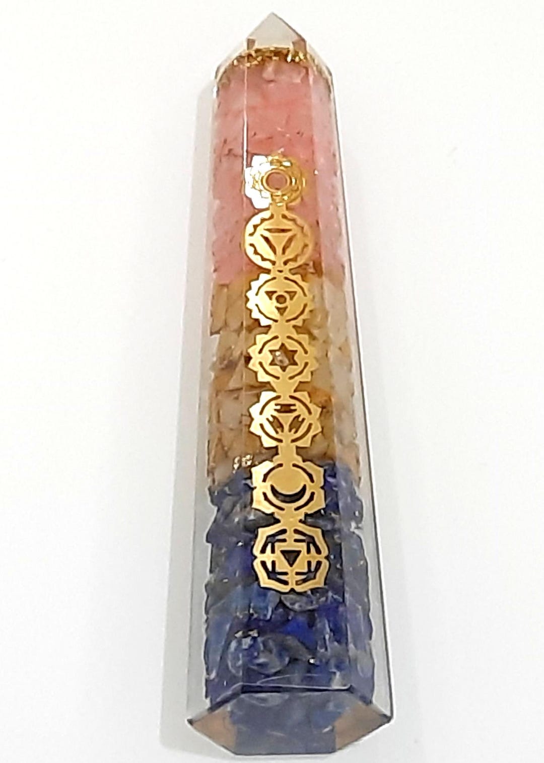 Chakra Symbol Orgone Wand: Lapis Lazuli, Aventurine, Rose Quartz - Etsy