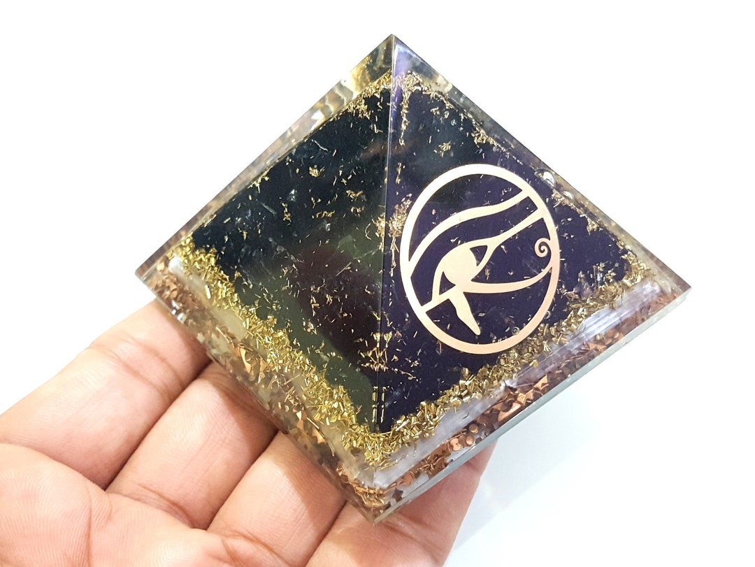 Third Eye Protection Eye of Horus Black Tourmaline Orgone Pyramid, Most ...