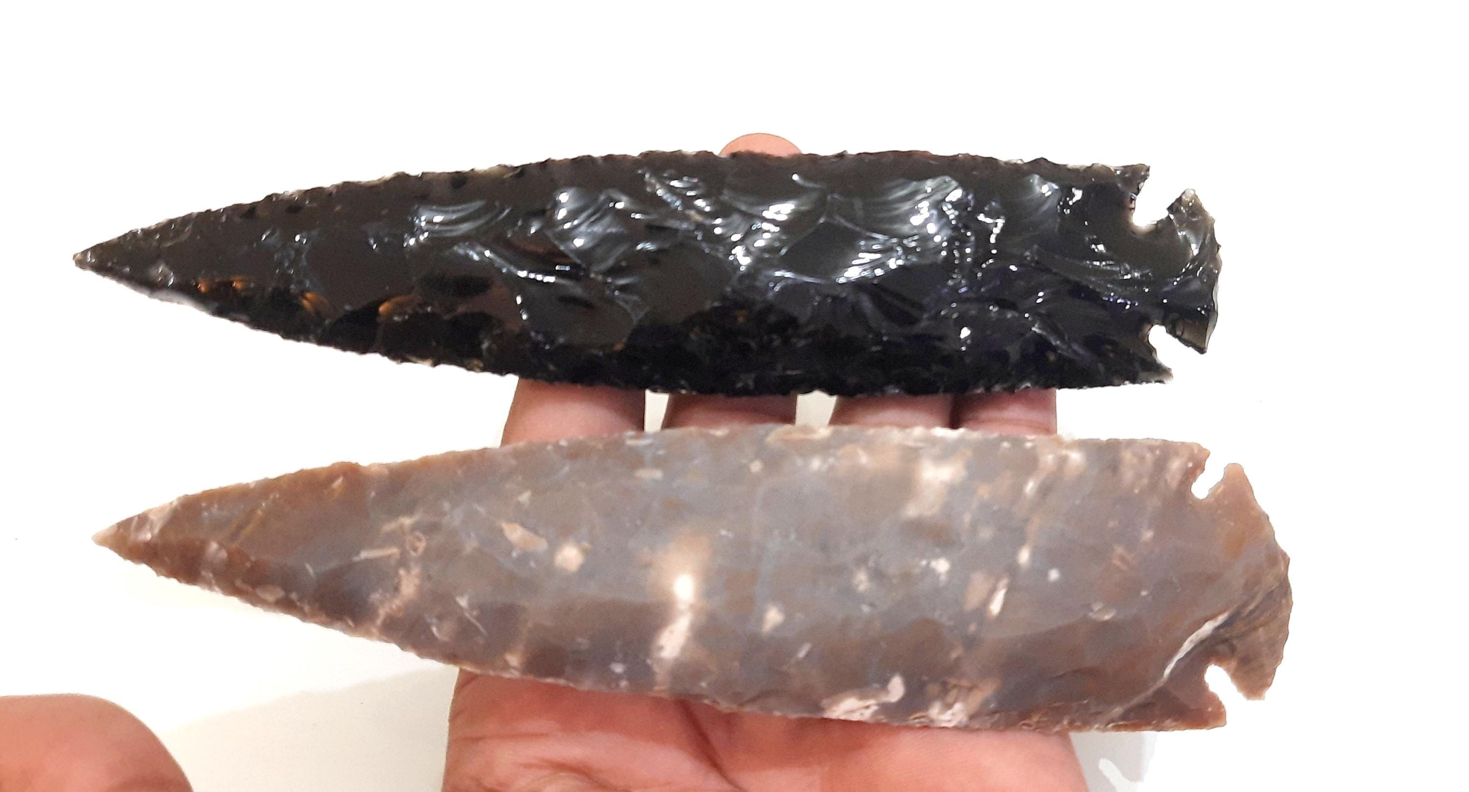 Agate & Obsidian Arrowhead Set: 6" Native American Style Flint Stone - Etsy