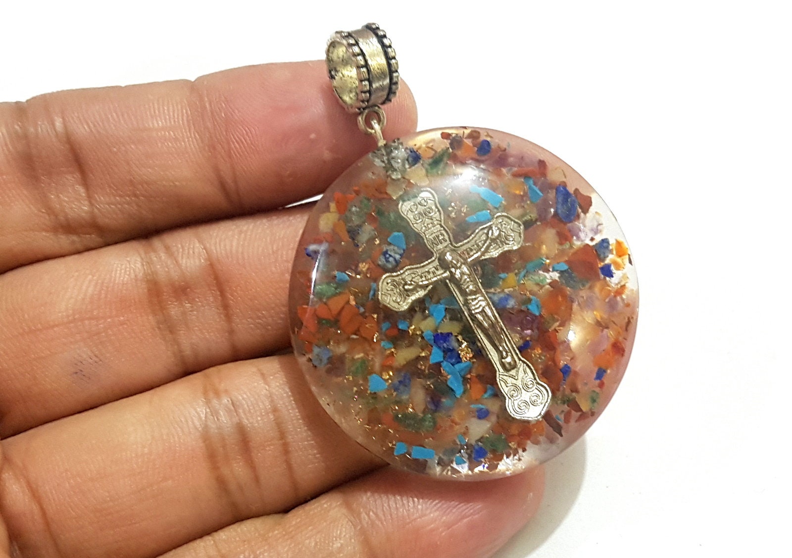 Jesus Christ Orgone 7 Chakra Pendant Real Stones and Jesus | Etsy