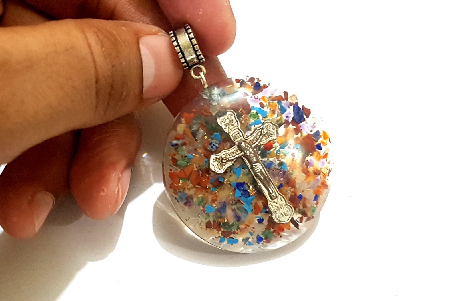 Jesus Christ Orgone 7 Chakra Pendant Real Stones and Jesus | Etsy