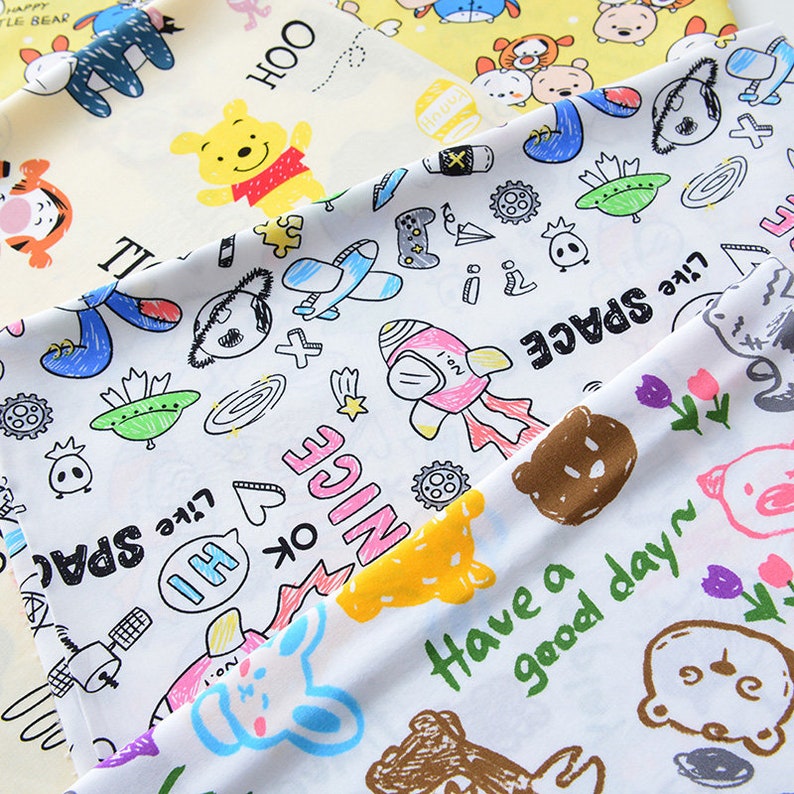 Rayon Cotton Fabric Cotton Fabric for Summer Clothes Cartoon Fabric for ...