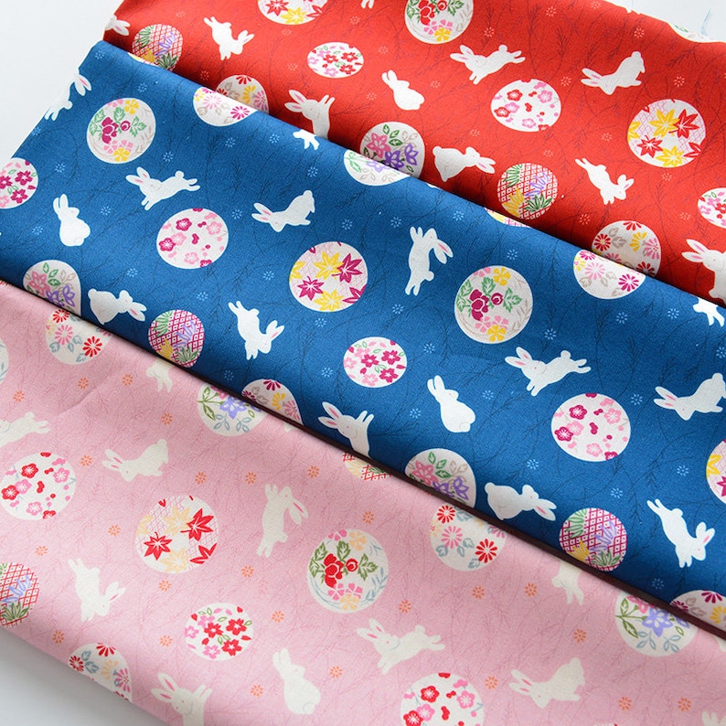 Pure Cotton Fabric for Kids' Craft Rabbit Pattern Cotton Fabric ...