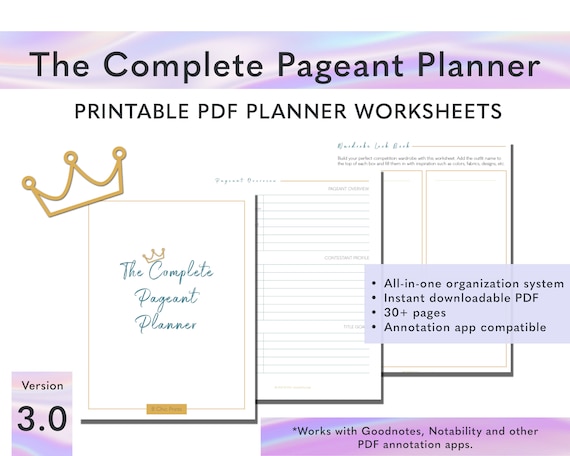 Complete Pageant Planner Printable Worksheets Beauty Pageant - Etsy