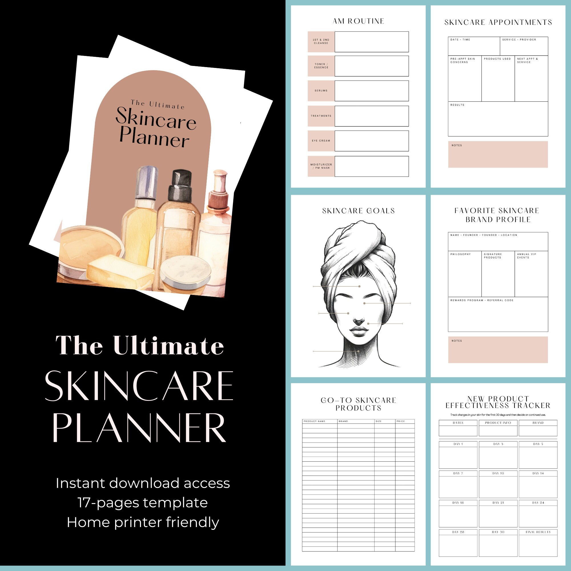 Skincare Planner, Printable Beauty Planner, Skincare Girls, Print ...