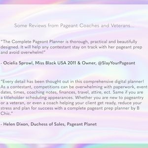 Complete Pageant Planner, Printable Worksheets, Beauty Pageant ...