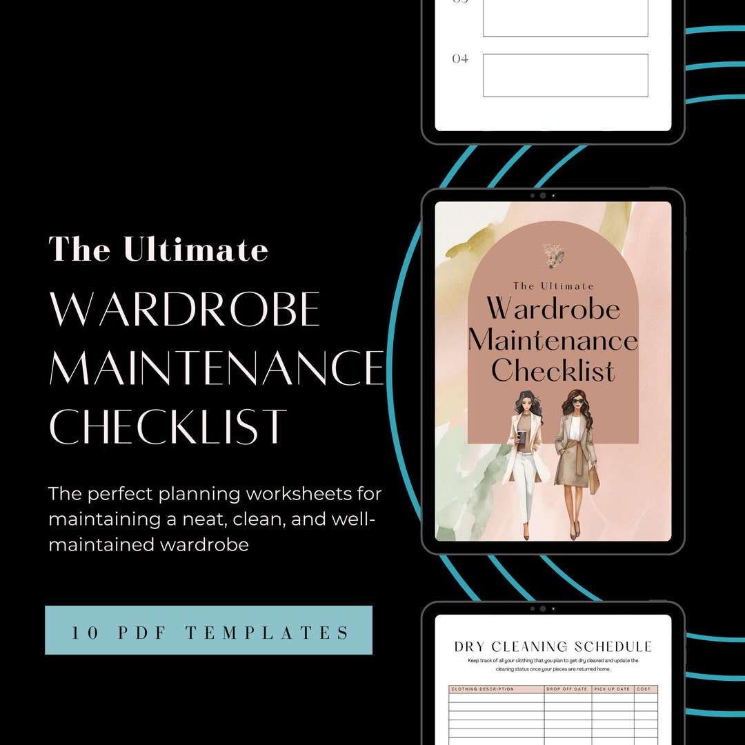 Wardrobe Maintenance Checklist, Fashion Planner, Closet Organizer ...