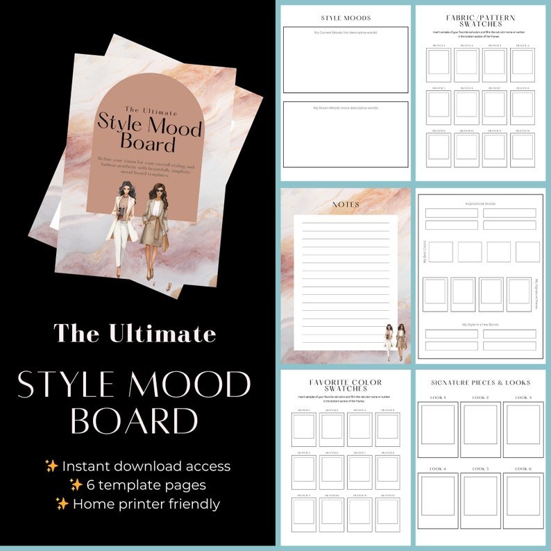 Style Mood Board, Printable Wardrobe Planner, Fashionistas, Print ...