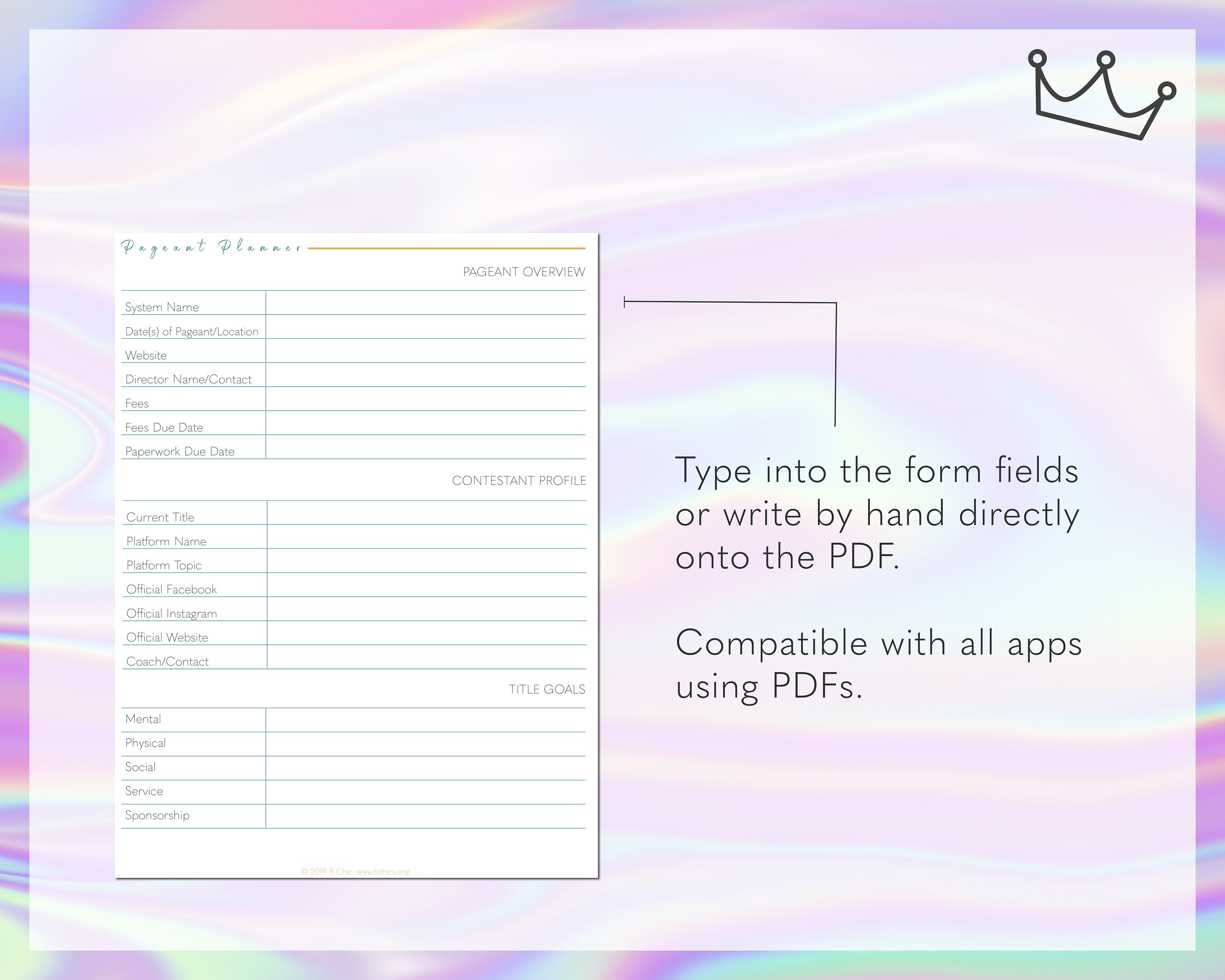 Pageant Competition Prep Planner Downloadable PDF Planner | Etsy
