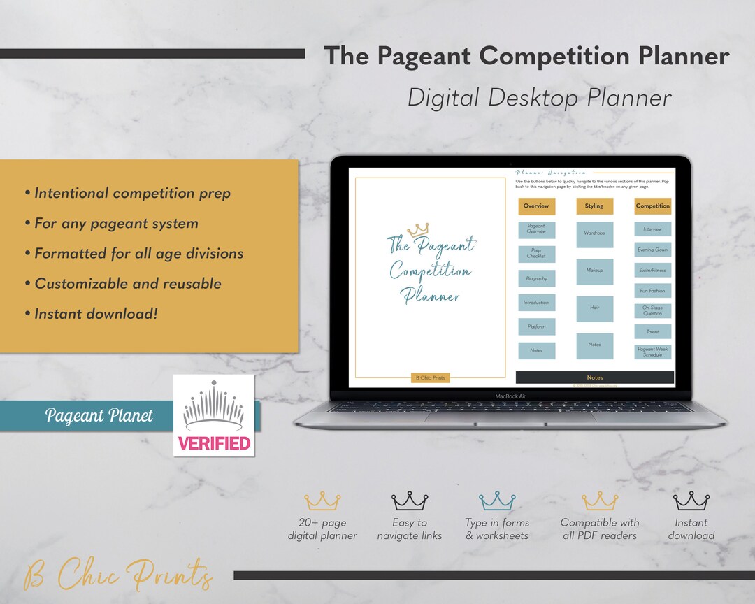 Pageant Competition Prep Planner, Downloadable PDF Planner - Etsy