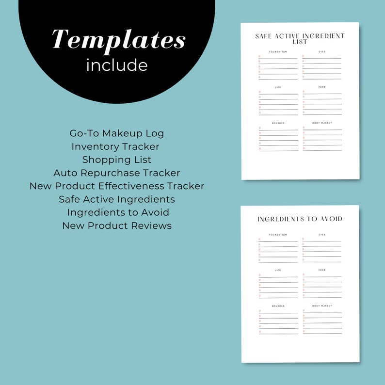 Makeup Inventory Organizer, Printable Cosmetics Planner, MUA Lovers ...