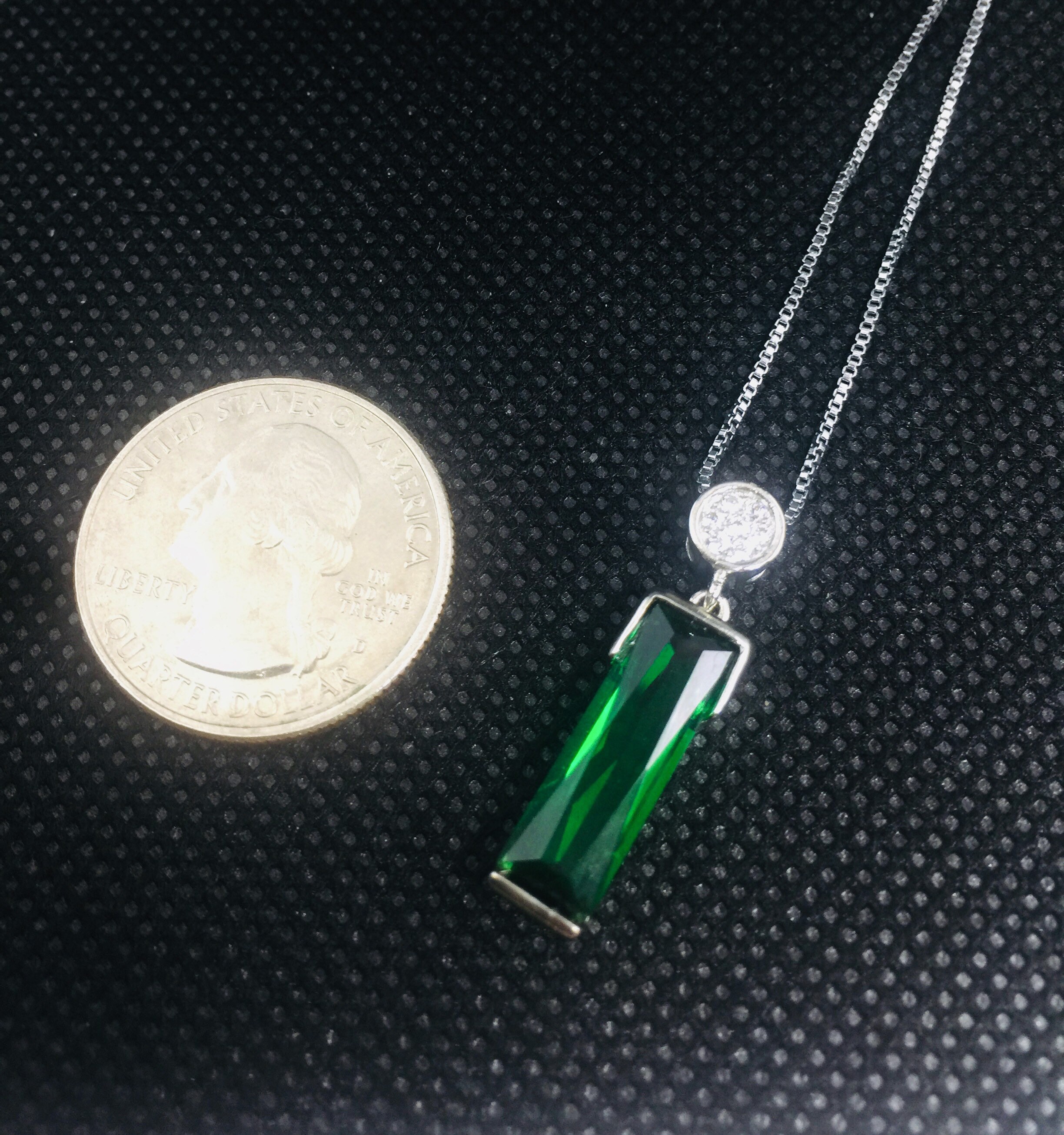 Tsavorite necklace/rectangle/zircon/silver necklace/gift/For | Etsy