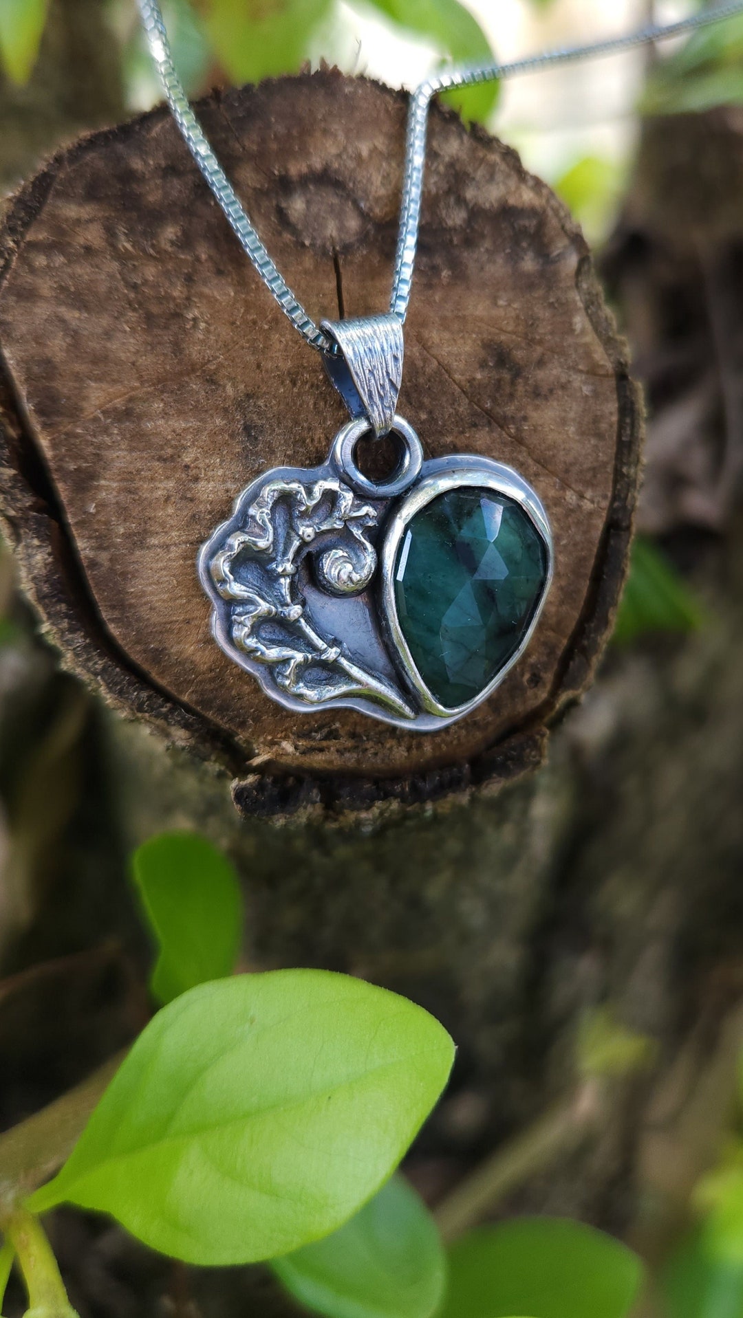 Heart of the Forest Pendant With Emerald| Botanical Jewellery | Unique ...