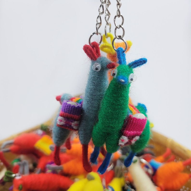 Handmade Llama Keychain: Peruvian Alpaca Wool Charm - Etsy