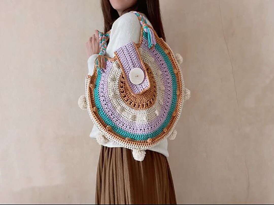 The Boho Style Round Bag Crochet Pattern, Handmade Handbag Crochet Step ...