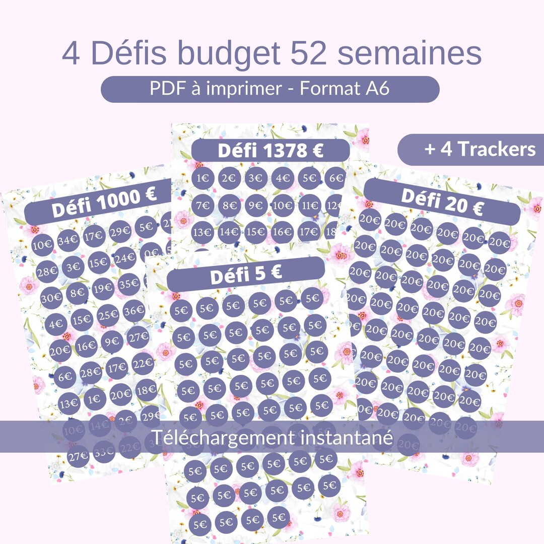 Lot De 4 Défis Budget Français Pour Classeur Budgétaire A6 - Etsy