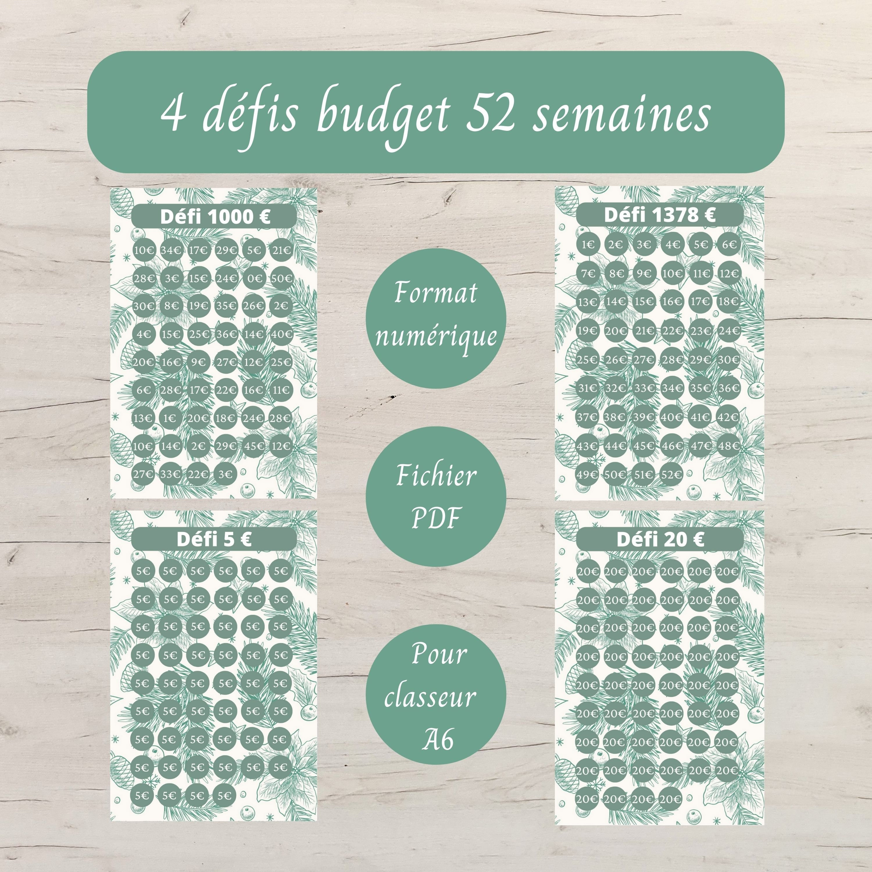 Défis budget à imprimer pour économiser de l'argent en 52 - Etsy France