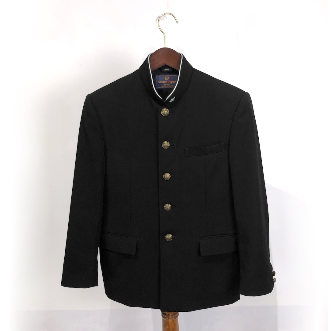 Black High-collared Gakuran With Bronze Buttons Vintage Retro From ...