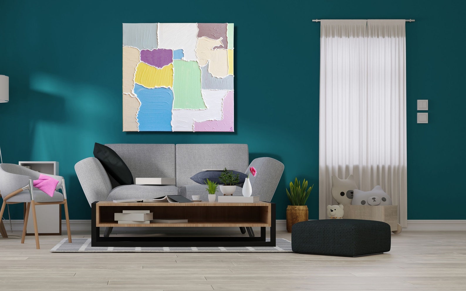 Abstract Painting soft Geometry, Abstract Painting, Acryl on Canvas ...