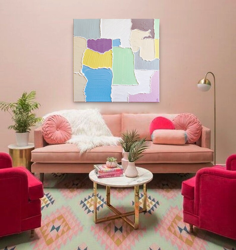 Abstract Painting soft Geometry, Abstract Painting, Acryl on Canvas ...