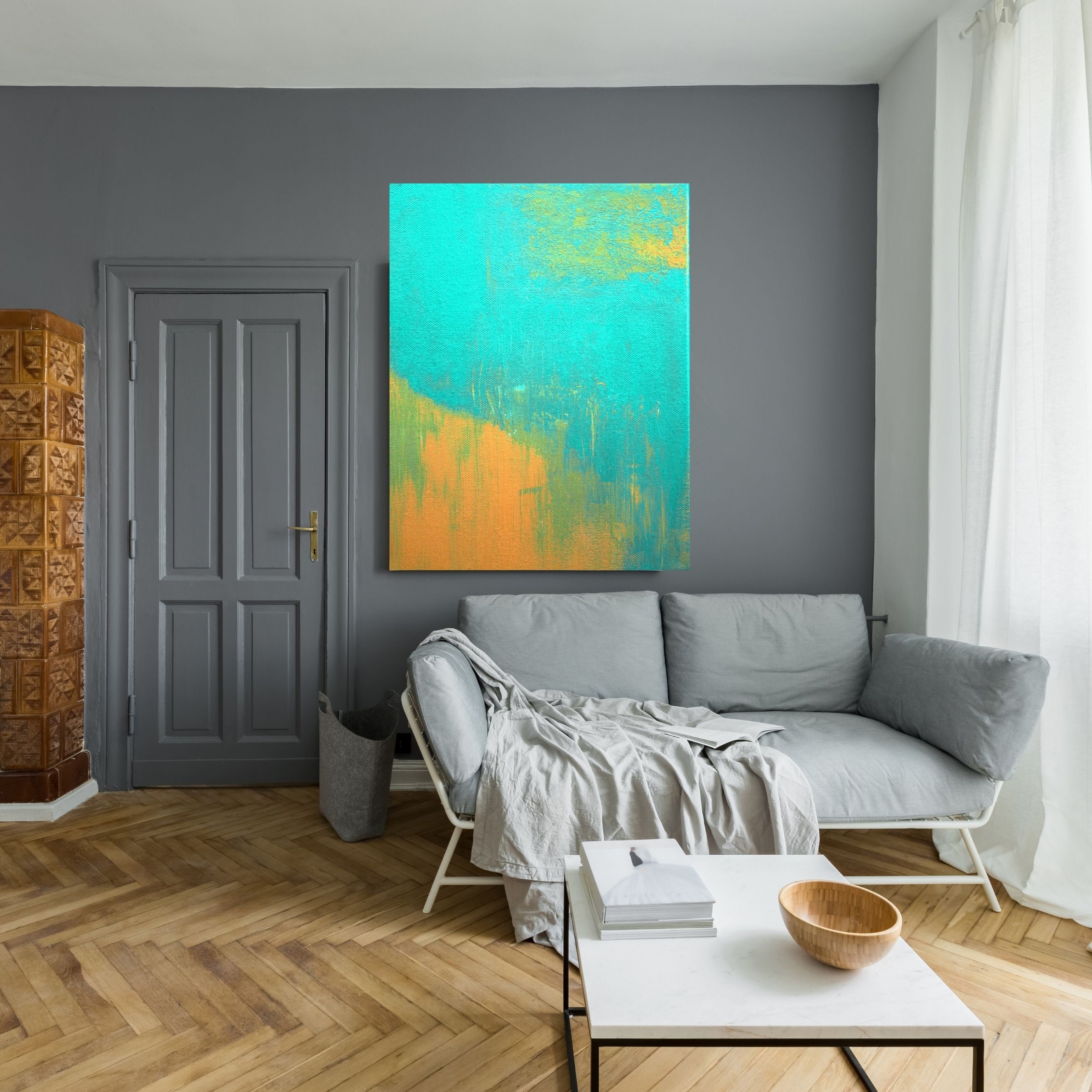 Acrylbild auf Leinwand Abstrakte Malerei handgemaltes Wandbild Gold ...