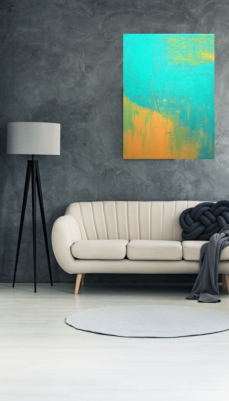 Acrylbild auf Leinwand Abstrakte Malerei handgemaltes Wandbild Gold ...