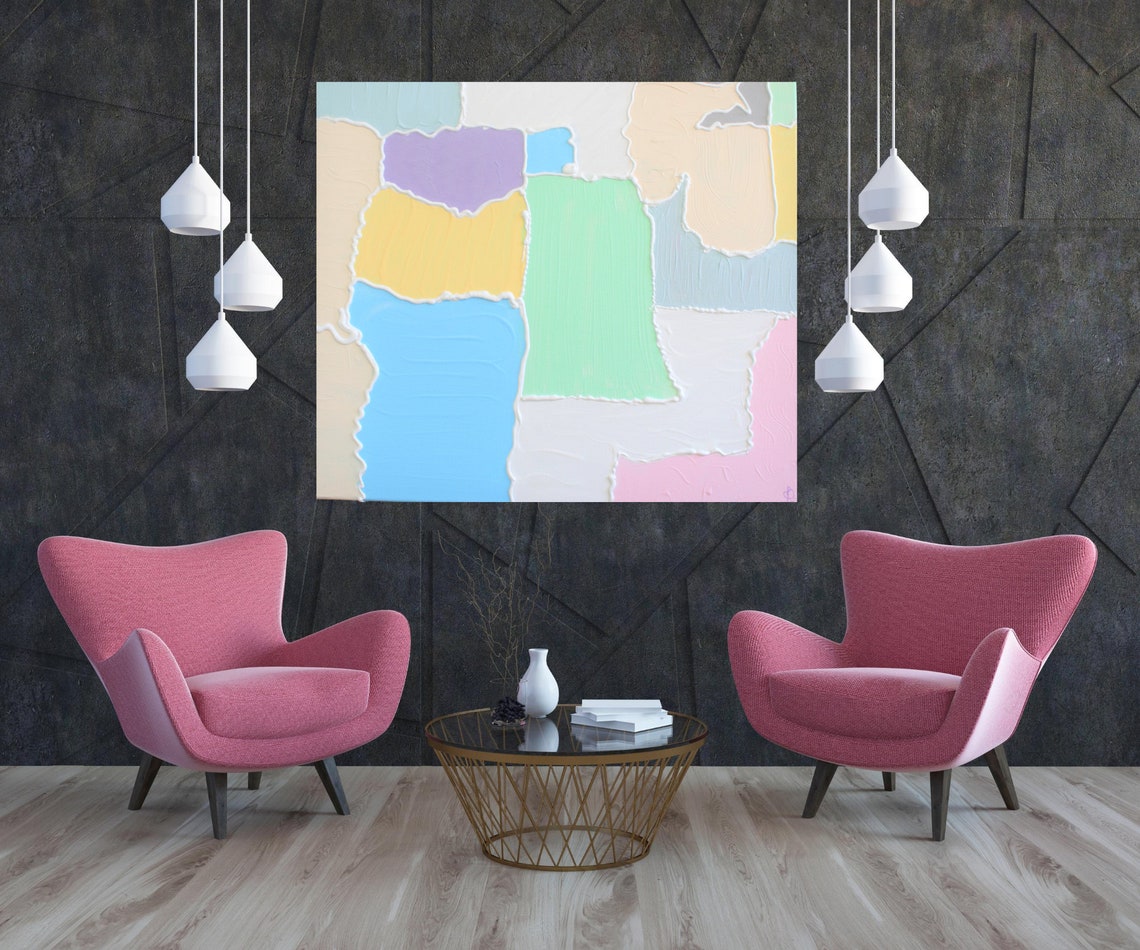 Abstract painting Soft geometry abstract | Etsy