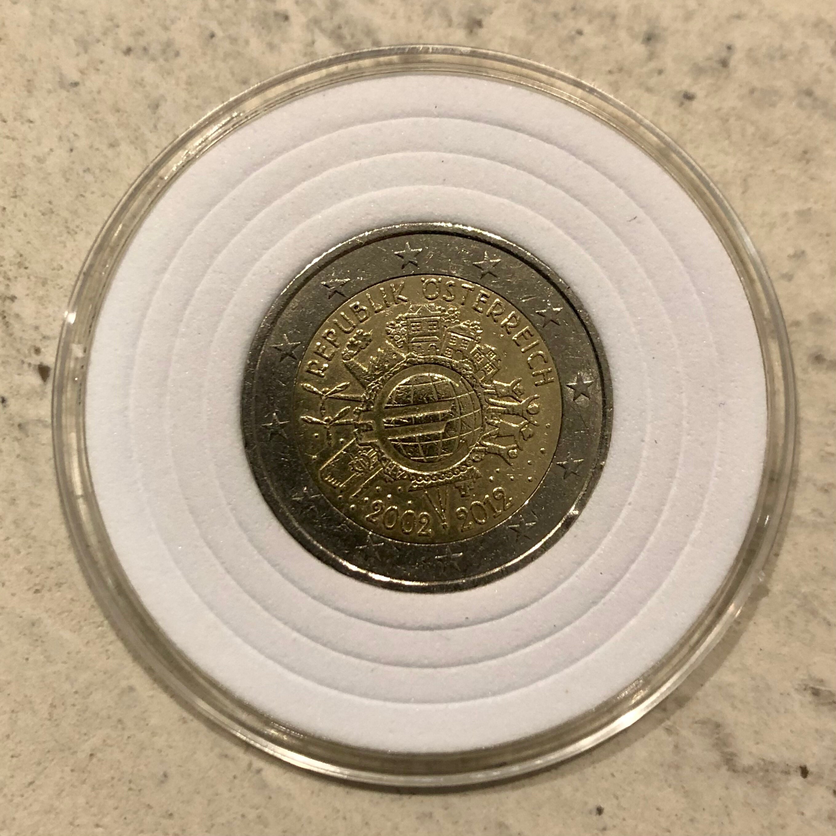 Coin 2 Euro Republik Osterreich Austria 2012 Commemorative 10 Years ... Coin 2 Euro Republik Osterreich Austria 2012 Commemorative 10 Years ...