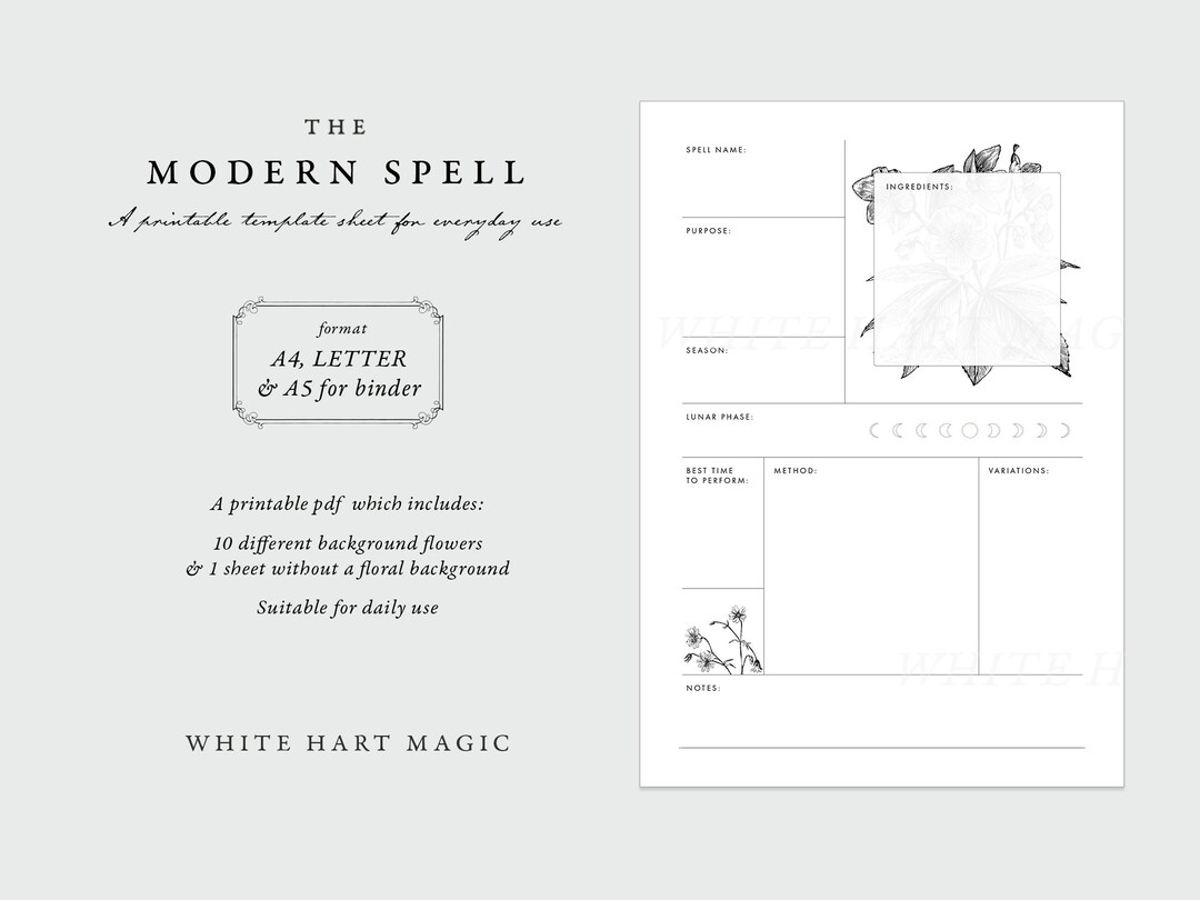 Digital File - Spell Template - Printable A4 + Letter + A5 Binder ...