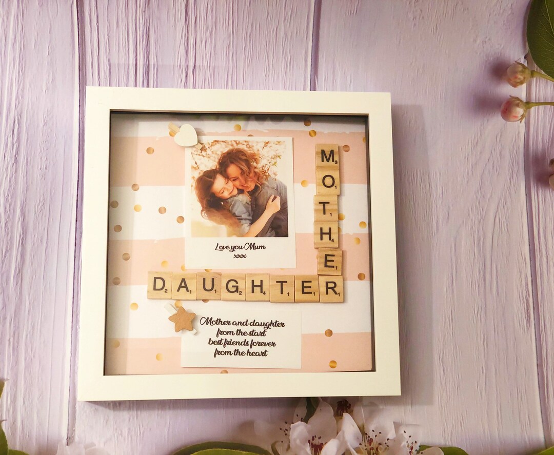Personalised Mother Daughter Scrabble Tiles Frame With Your Photo and ...