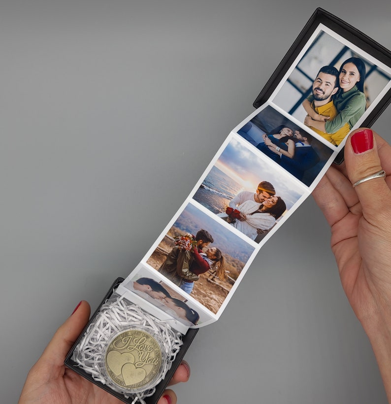 Personalised Photo Pull up Gift Box With Love You Coin for - Etsy